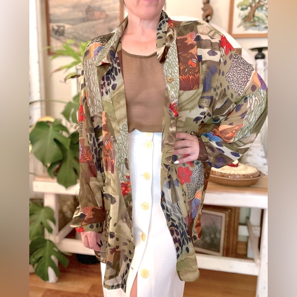 Fashion Bug | Tops | Vintage Fashion Bug Safari Animal Mix Print Sheer ...